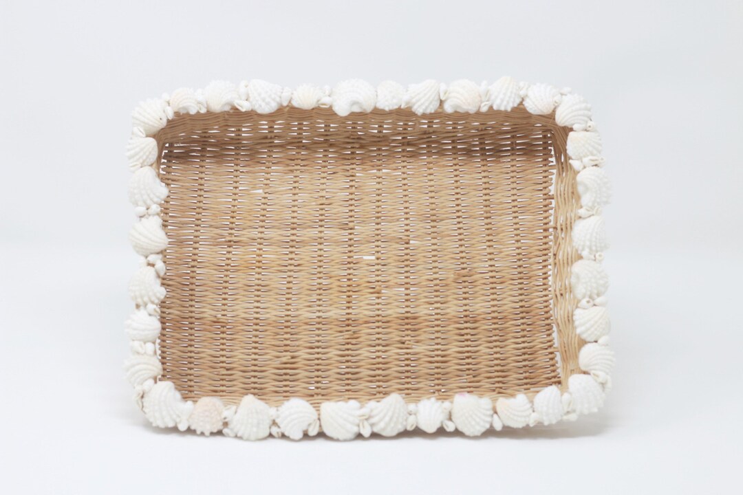 Handmade Shell and Wicker Tray - Etsy