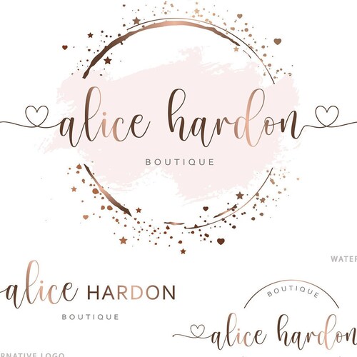 Heart Modern Calligraphy Script Logo Watermark Rose Gold | Etsy