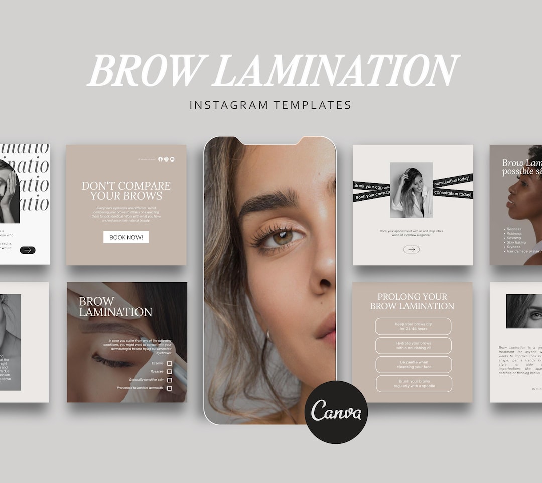 Brow Lamination Instagram Templates | Brows Canva Templates | Instagram ...