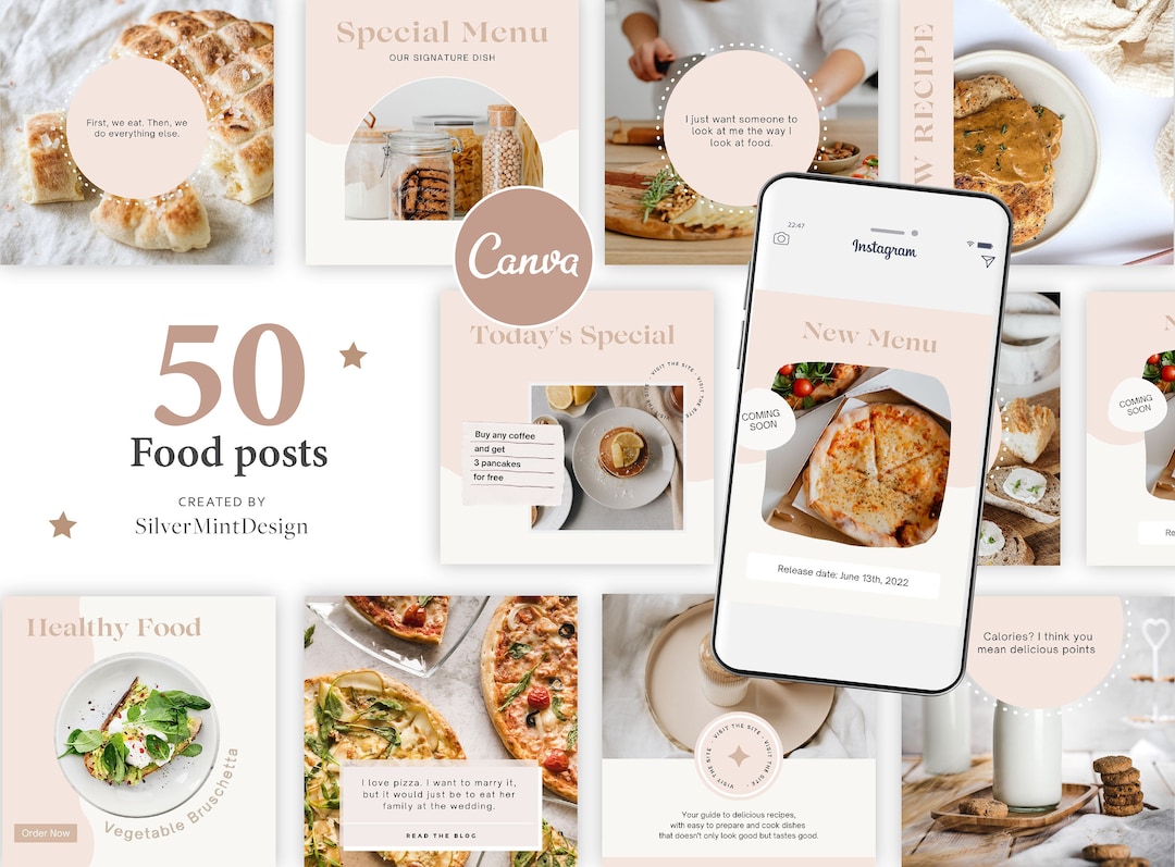 Food Blog Post, Food Instagram Post, Food Templates Canva, Foodie ...