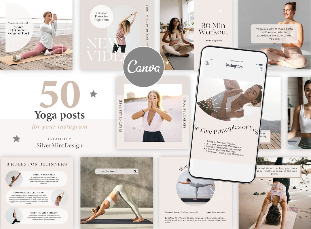 Yoga Instagram Post for Canva Yoga Teacher Meditation Post for - Etsy