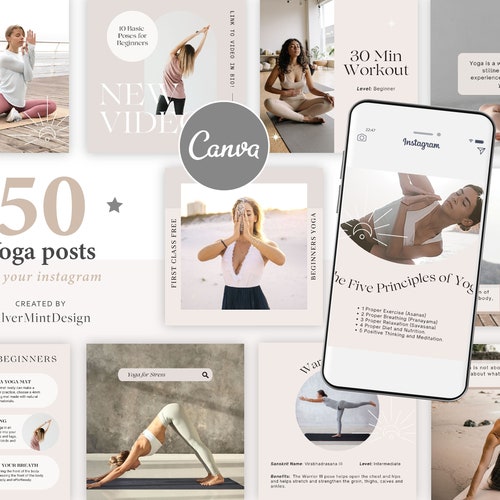 Yoga Instagram Post Templates Yoga Teacher Wellness Coach - Etsy