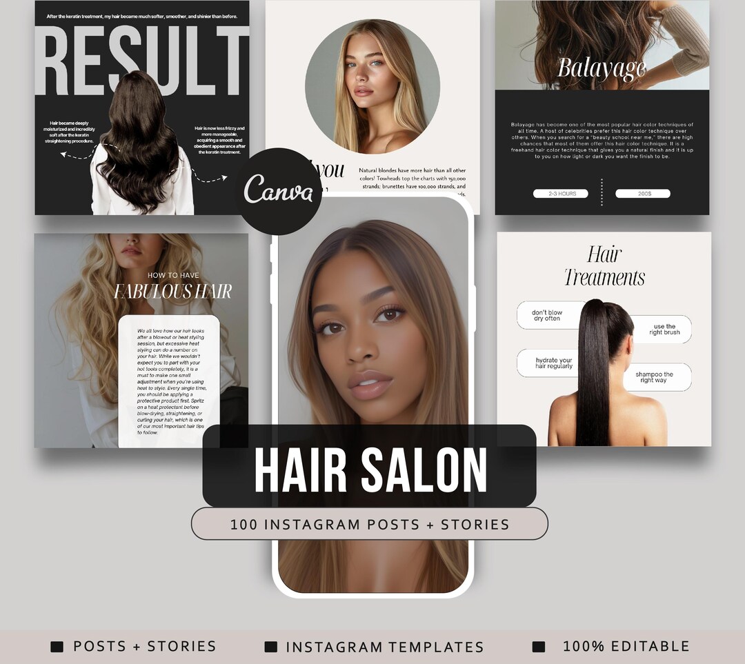 100 Luxury Hair Templates | Hairstylist Hairdresser Posts | Instagram ...