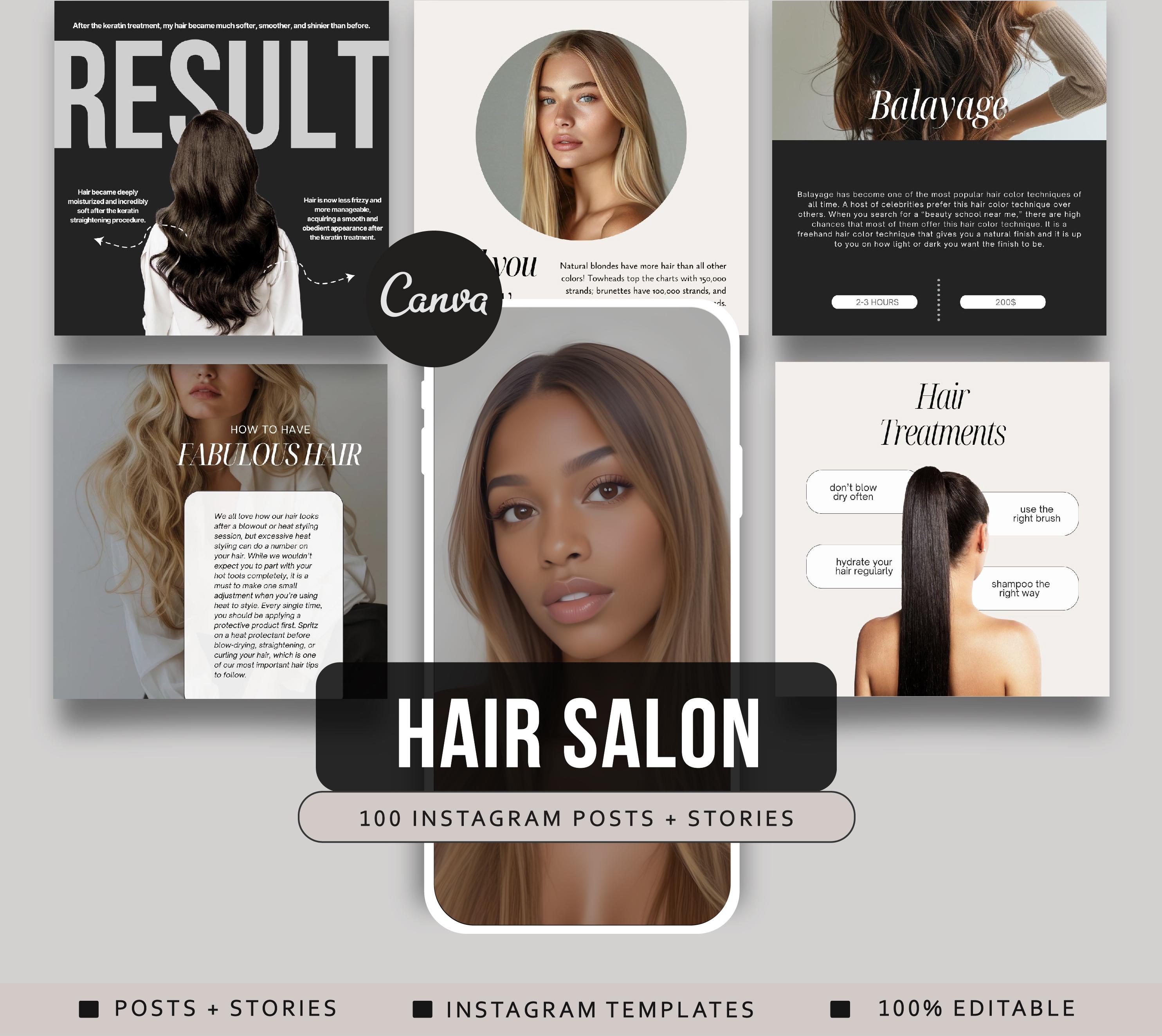 100 Luxury Hair Templates | Hairstylist Hairdresser Posts | Instagram ...