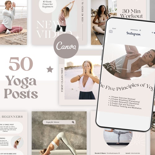 Yoga Instagram Post Templates Wellness Social Media Posts - Etsy