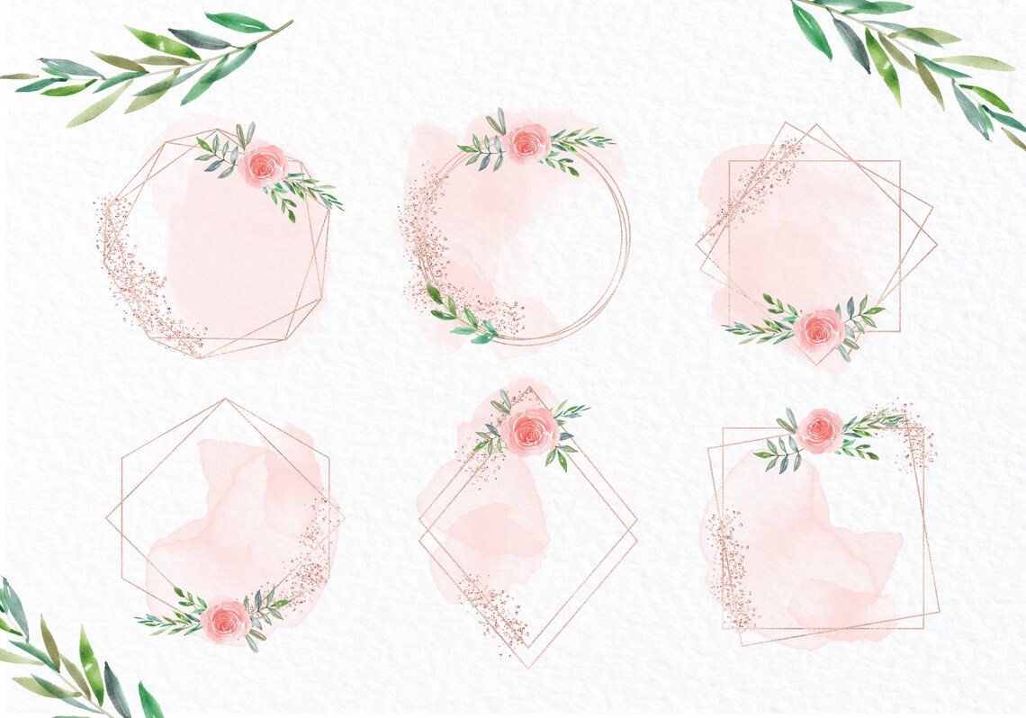 Floral Frame Digital Overlay Confetti Flower Glitter Metallic - Etsy