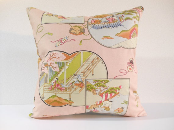Japanese Fabric Pillow 144 decorative pillow 16x16 | Etsy
