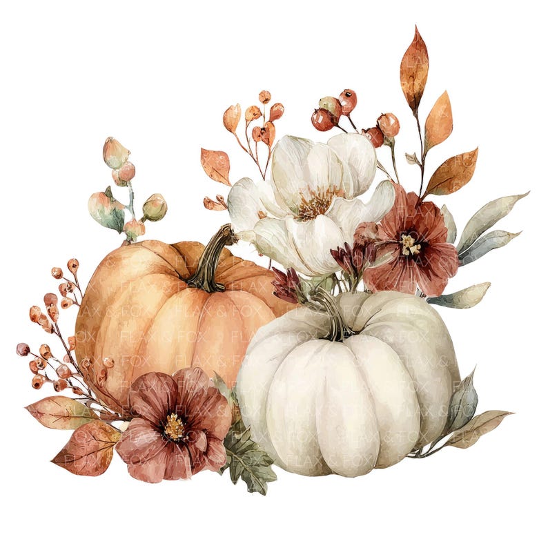 20 Pumpkin Clipart L Autumn Leaves Arrangement Halloween Thanksgiving L ...