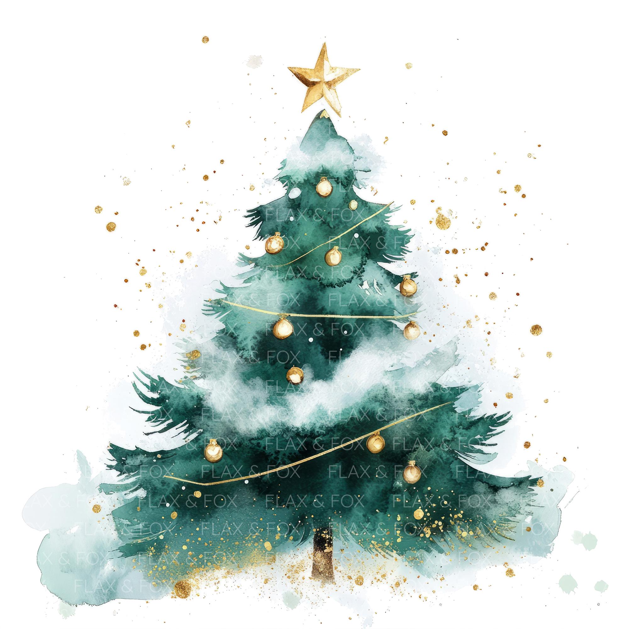 10 Christmas Tree Clipart L Evergreen Xmas Decor L JPG Digital Download ...