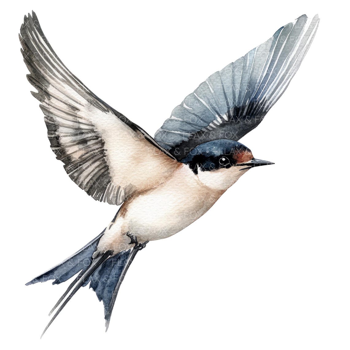 10 Swallow Clipart L Flying Swallow Bird L JPG Digital Download L ...