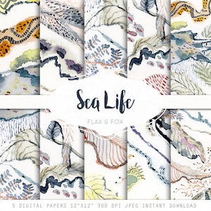 Sea Life Digital Paper Flower Digital Paper, Wedding Floral, Patterns ...
