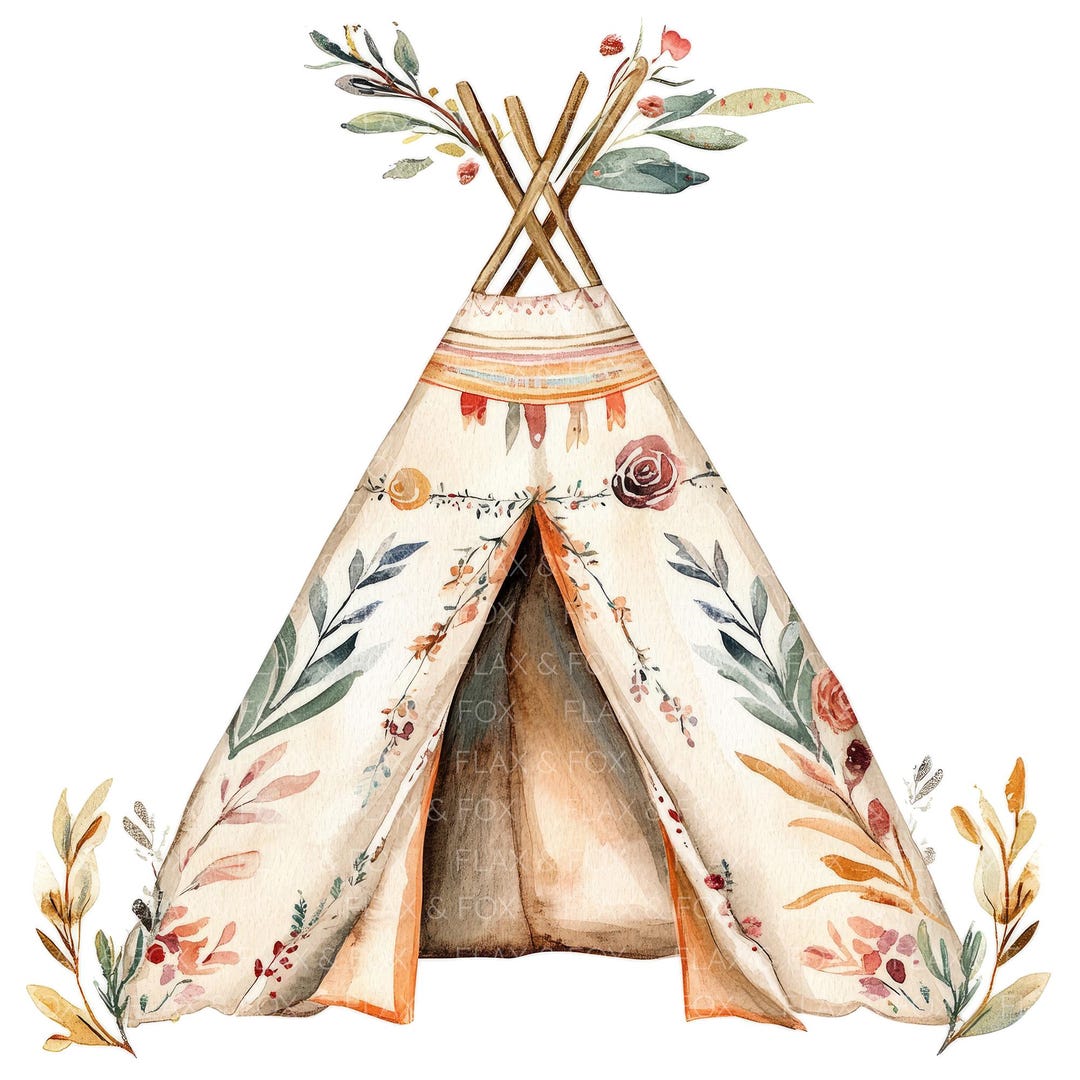 10 Boho Tipy Tent Clipart L Bohemian Camping L JPG Digital Download L ...