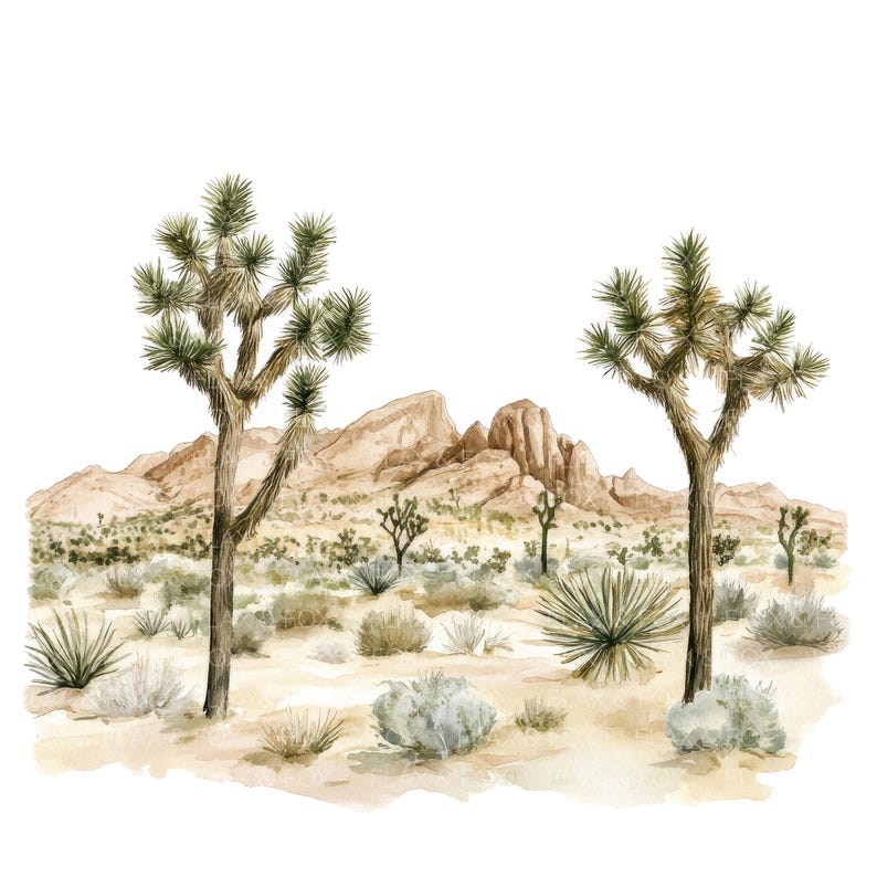 12 Joshua Tree Desert Landscape Clipart L Cactus Nature Landscape L JPG ...