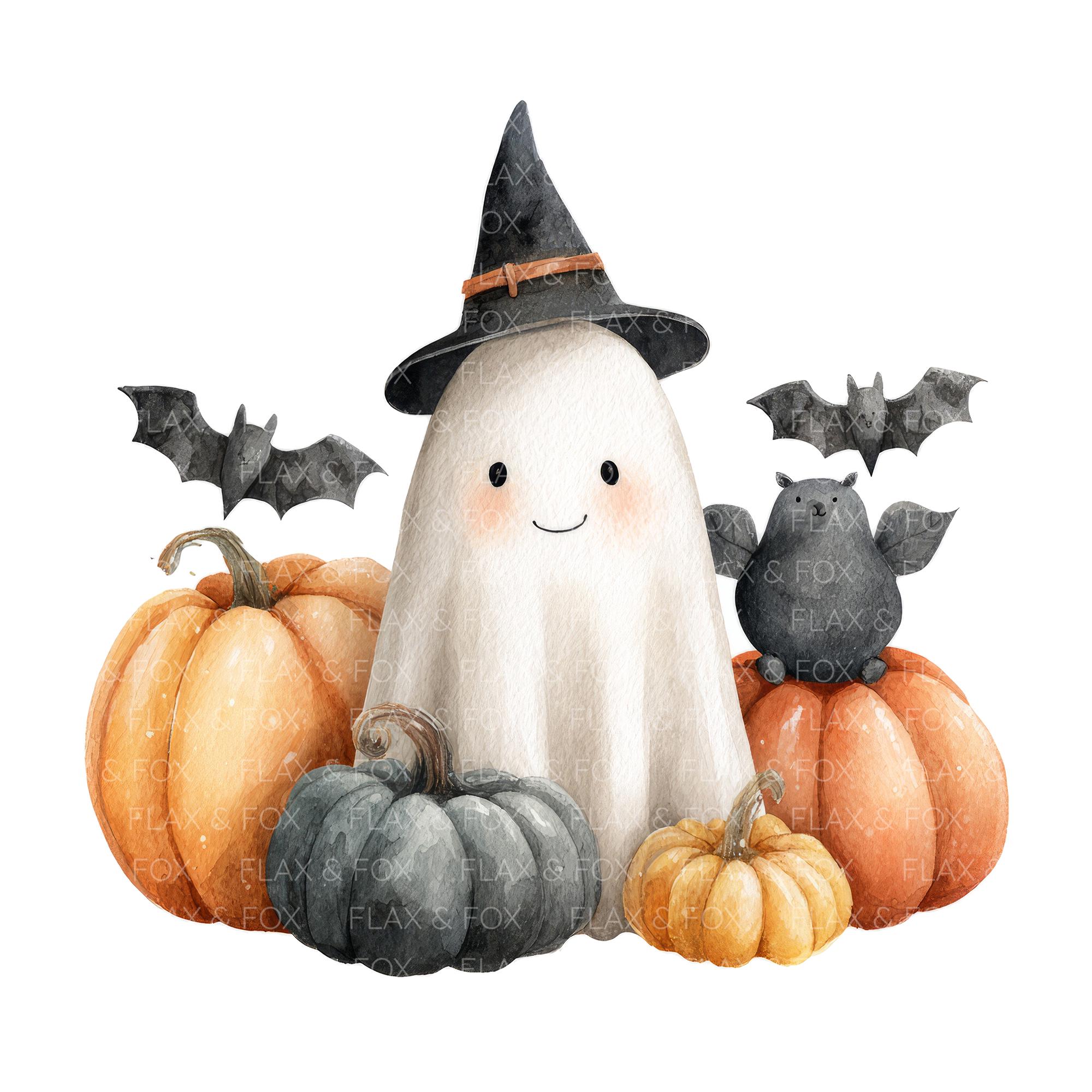 17 Cute Halloween Ghost Clipart L Spooky Pumpkins L JPG Digital ...