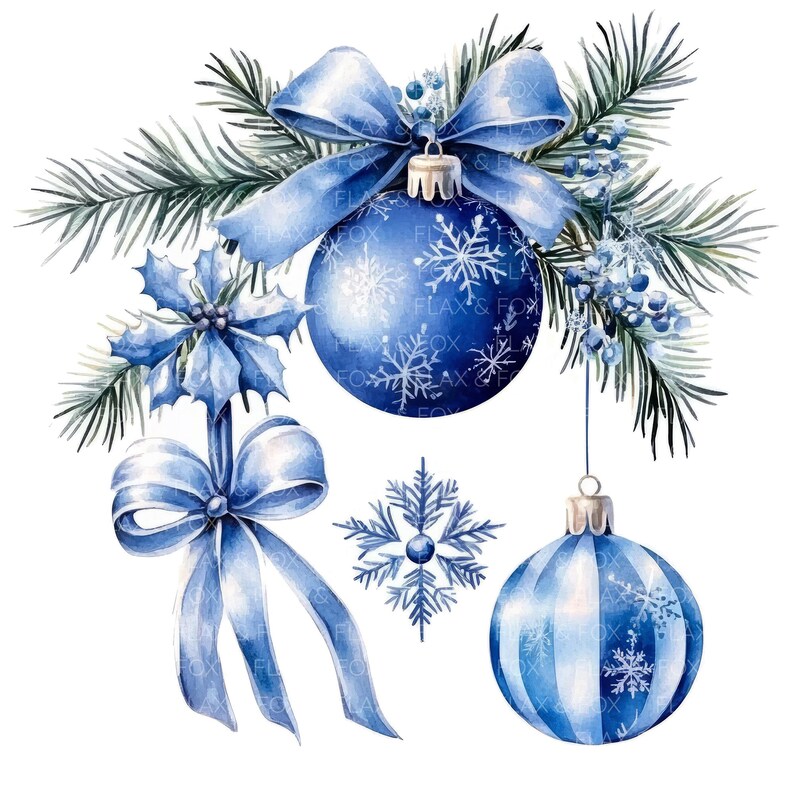 10 Blue Christmas Decor Clipart L Xmas L JPG Digital Download L ...