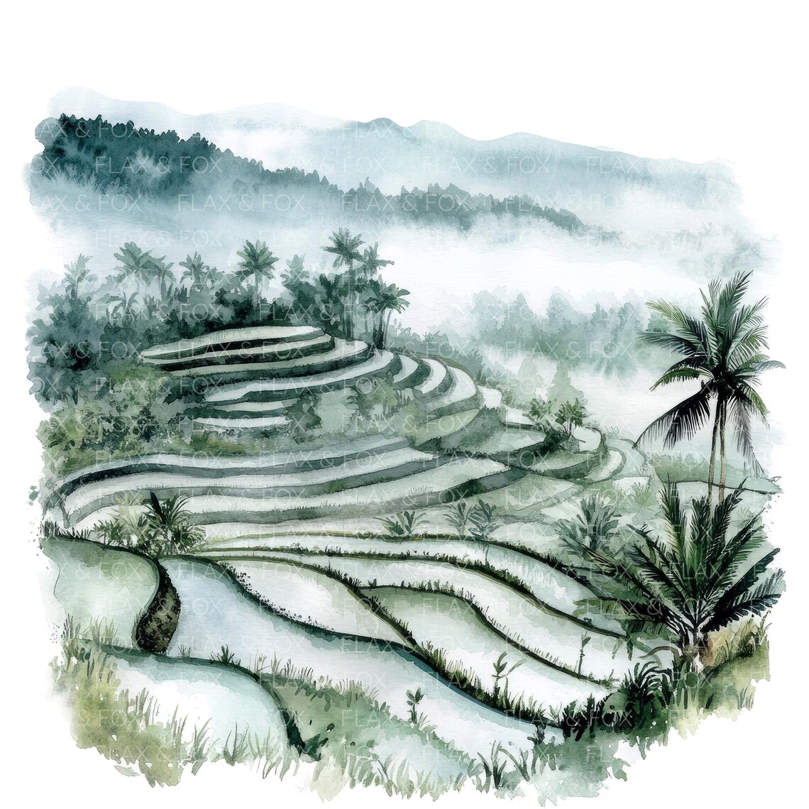 18 Bali Island Clipart L Rice Terraces Travel L JPG Digital Download L ...