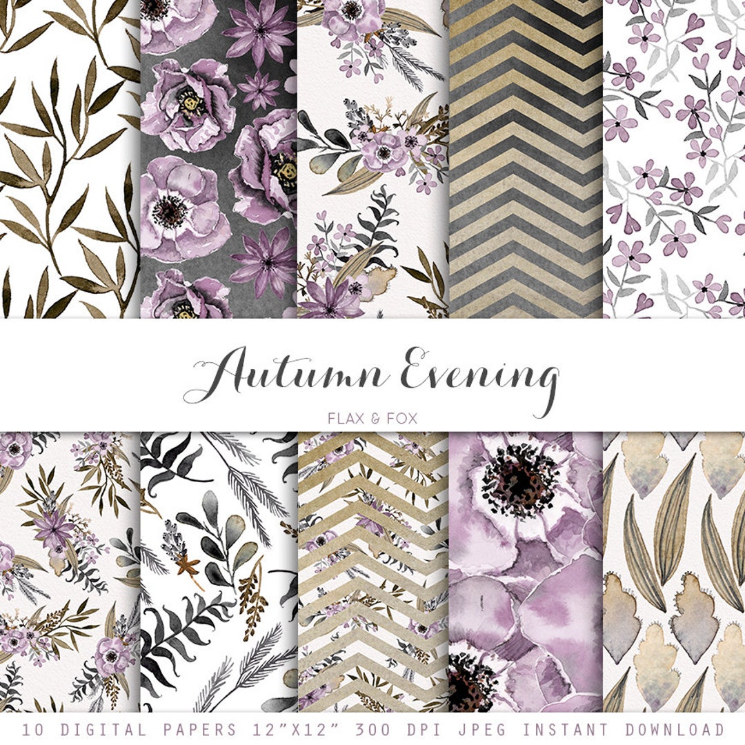 Autumn Evening Digital Paper Flower Digital Paper, Wedding Floral ...