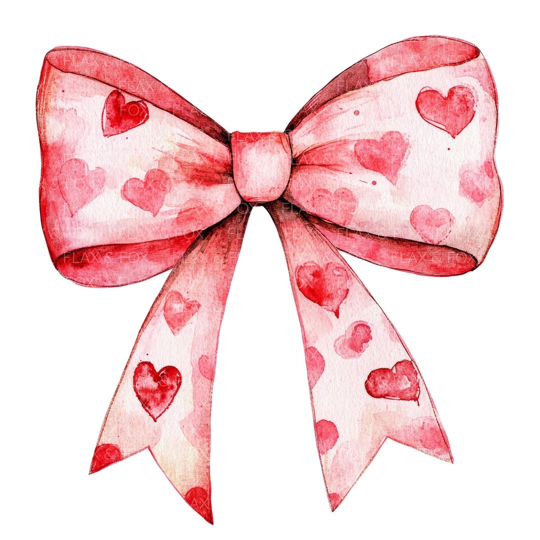 10 Heart Pattern Bow Clipart L Valentine's Day Decor L Love L JPG ...