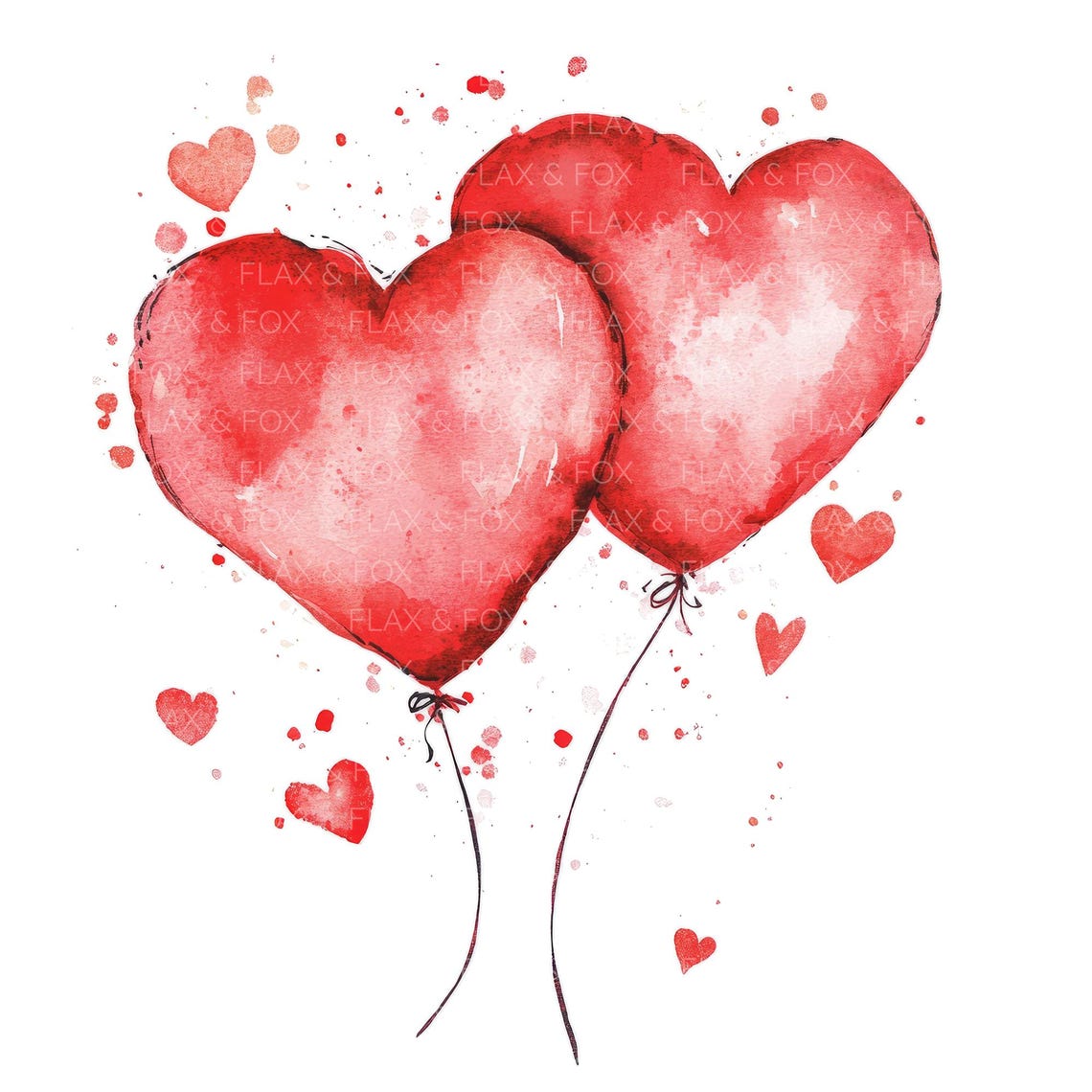 10 Heart Balloons Clipart L Valentine's Day Card Decor L Love L JPG ...