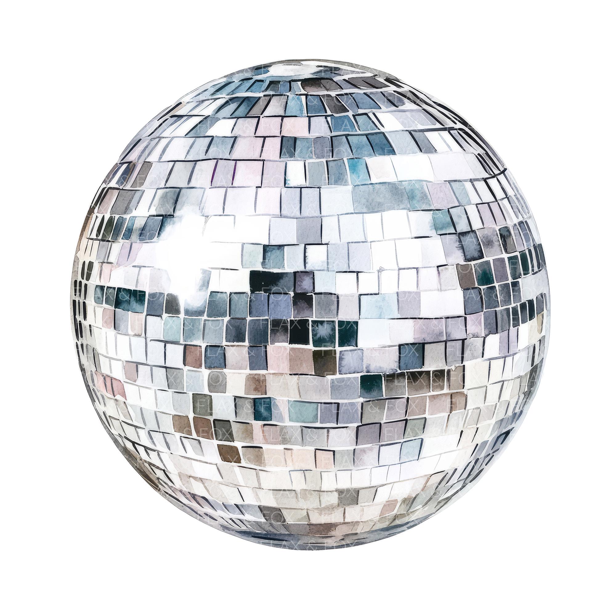 12 Silver Disco Balls Clipart L Retro Party Card Decor L JPG Digital ...