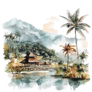 18 Bali Island Clipart L Tropical Travel L JPG Digital Download L ...