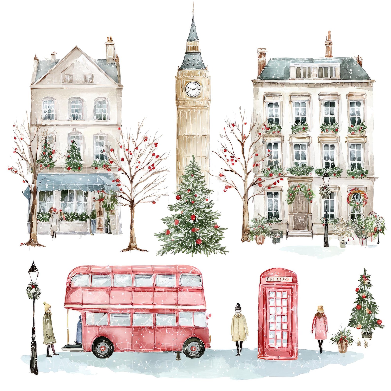 15 Cute London City Clipart L Winter Architecture L JPG Digital ...