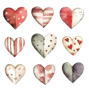 10 Vintage Hearts Clipart L Valentine's Day Card Decor L Love L JPG ...