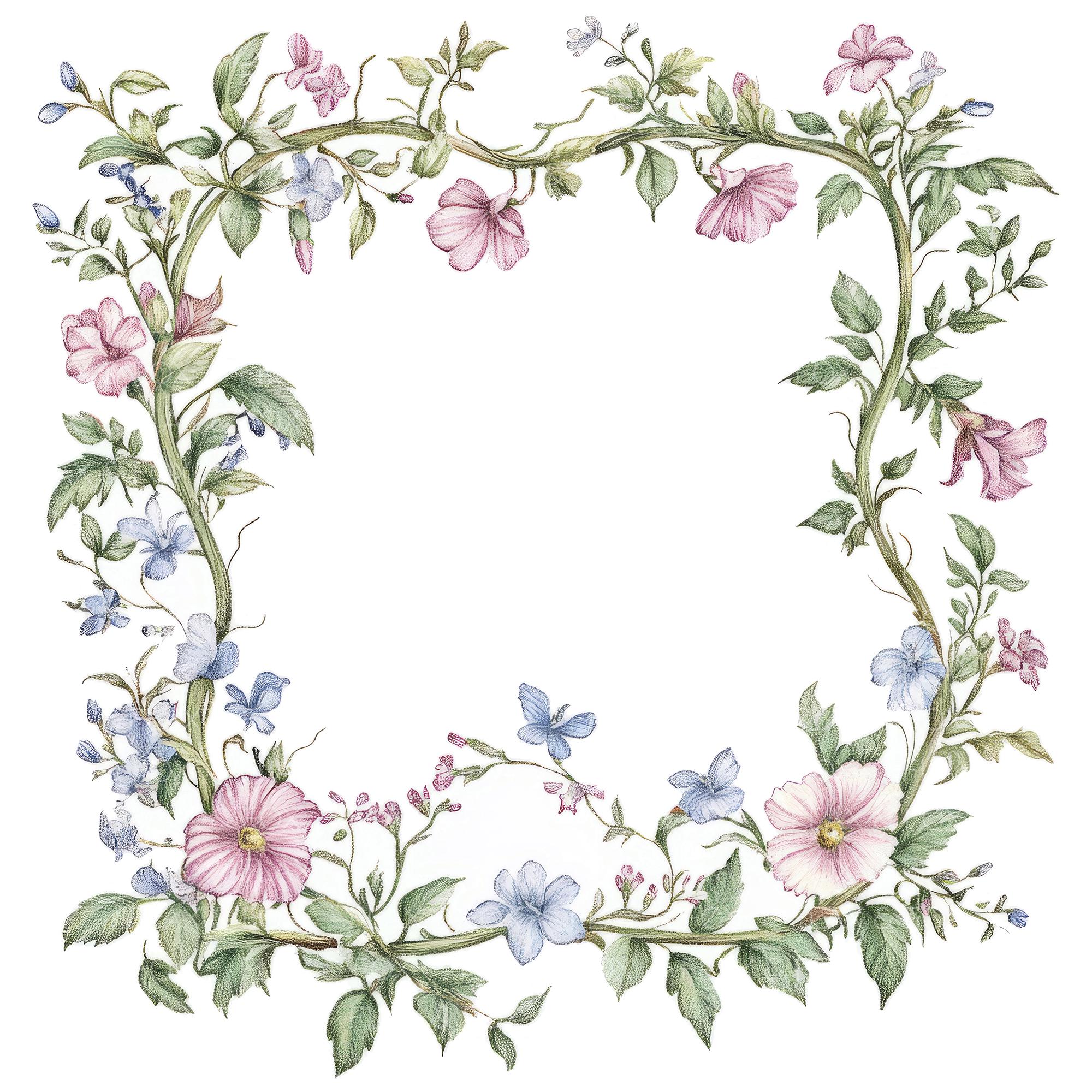 22 Pastel Wildflowers Frame Clipart L Antique Style Floral Decor L JPG ...