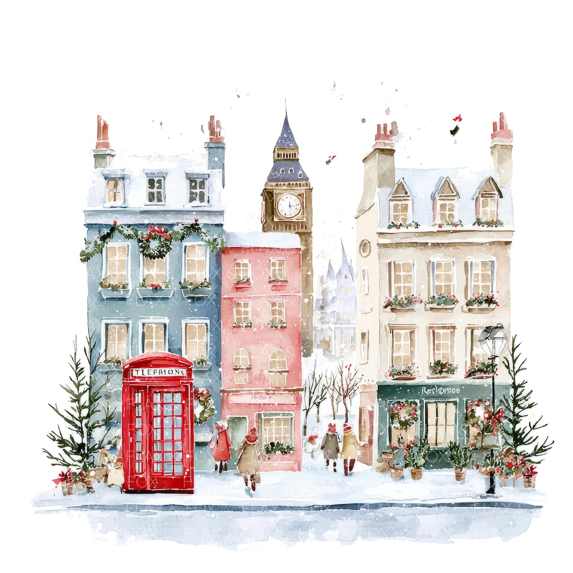 16 Cute London City Clipart L Winter Architecture L JPG Digital ...