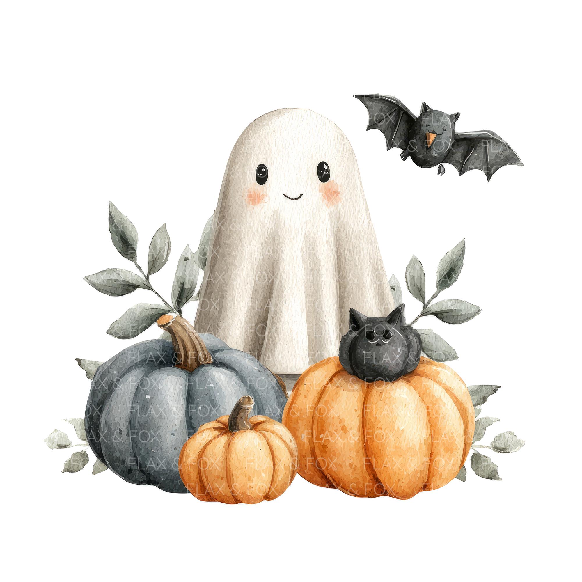 17 Cute Halloween Ghost Clipart L Spooky Pumpkins L JPG Digital ...