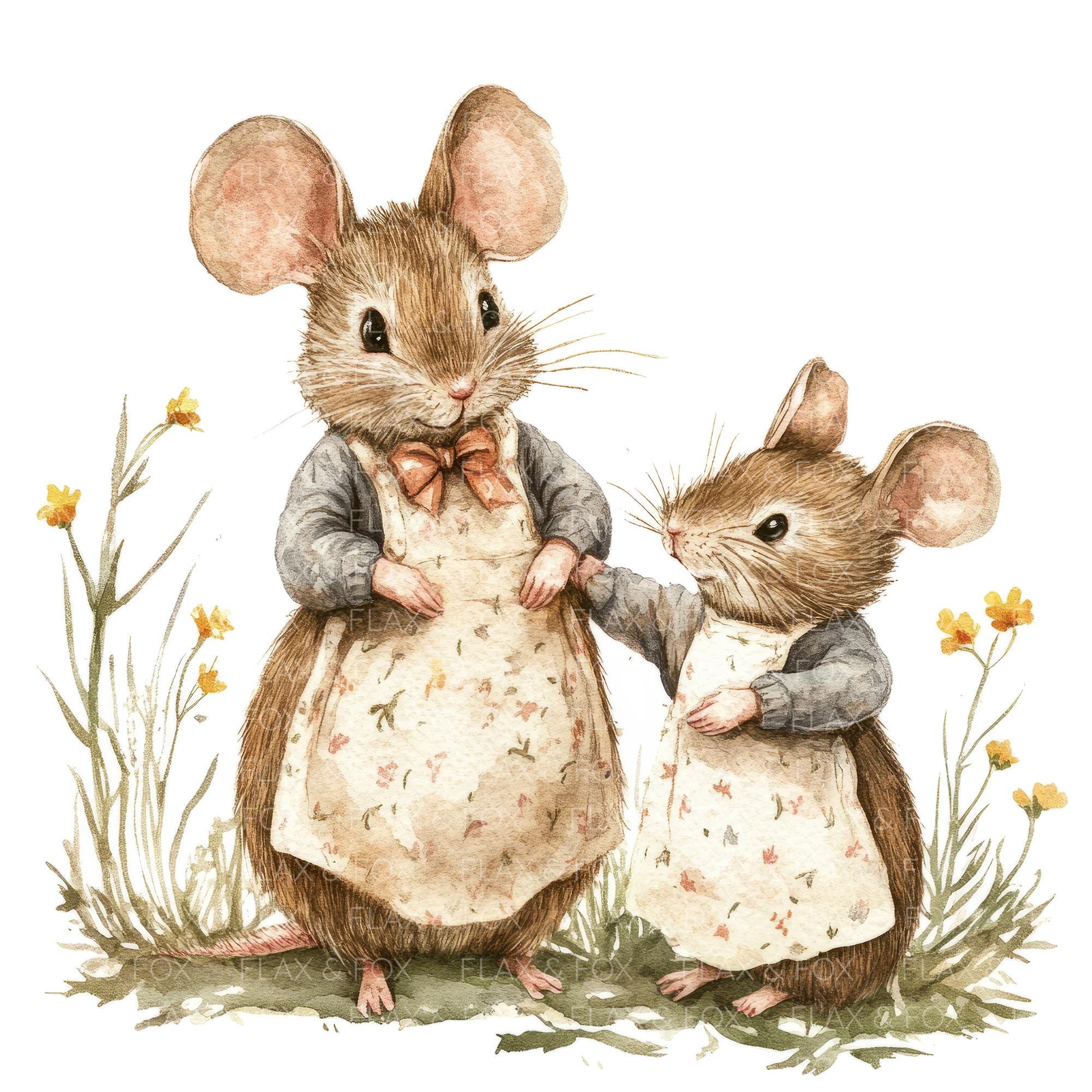 15 Mouse Family Clipart L Vintage Style Illustration L JPG Digital ...