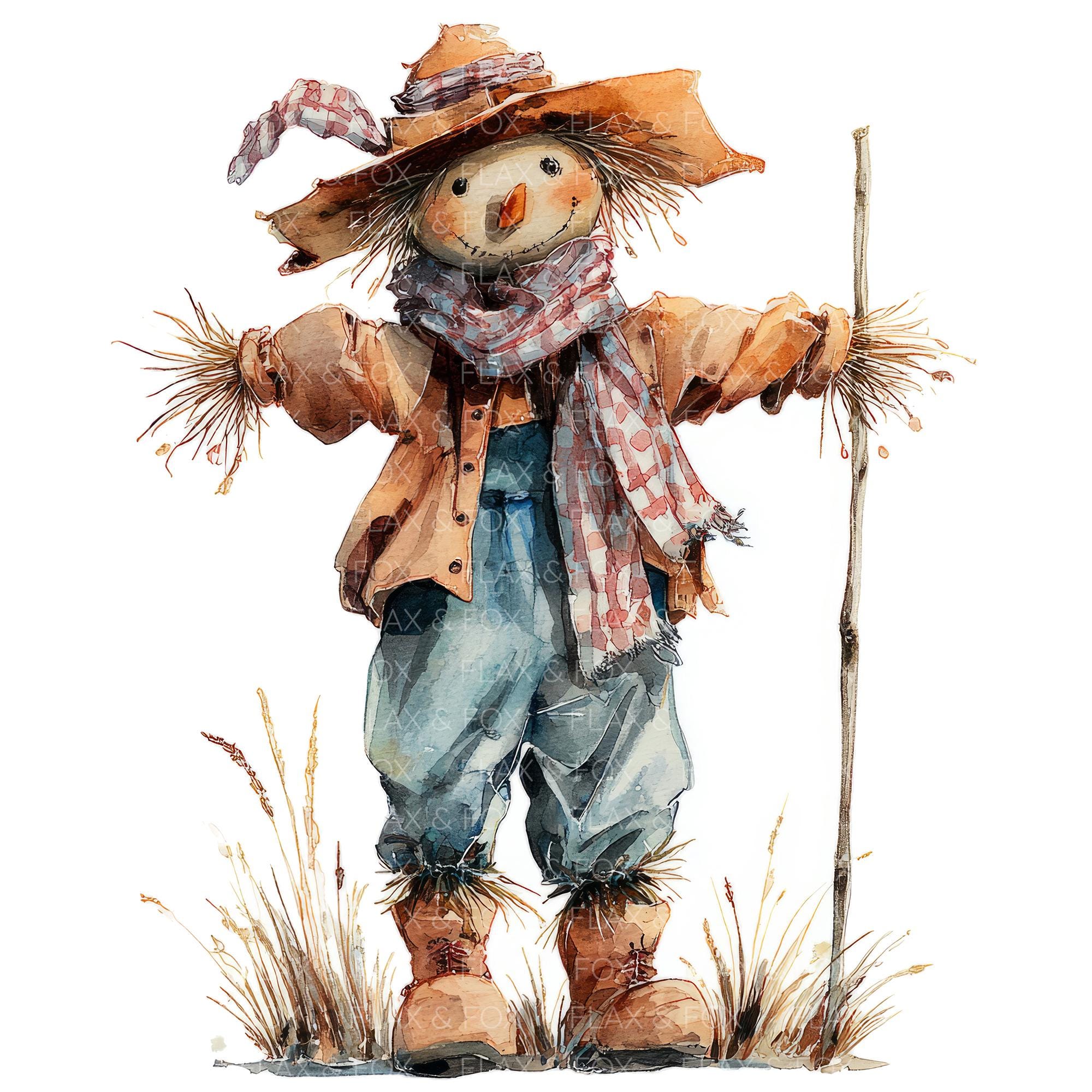 16 Scarecrow Clipart L Fall Harvest Decor L JPG Digital Download L ...