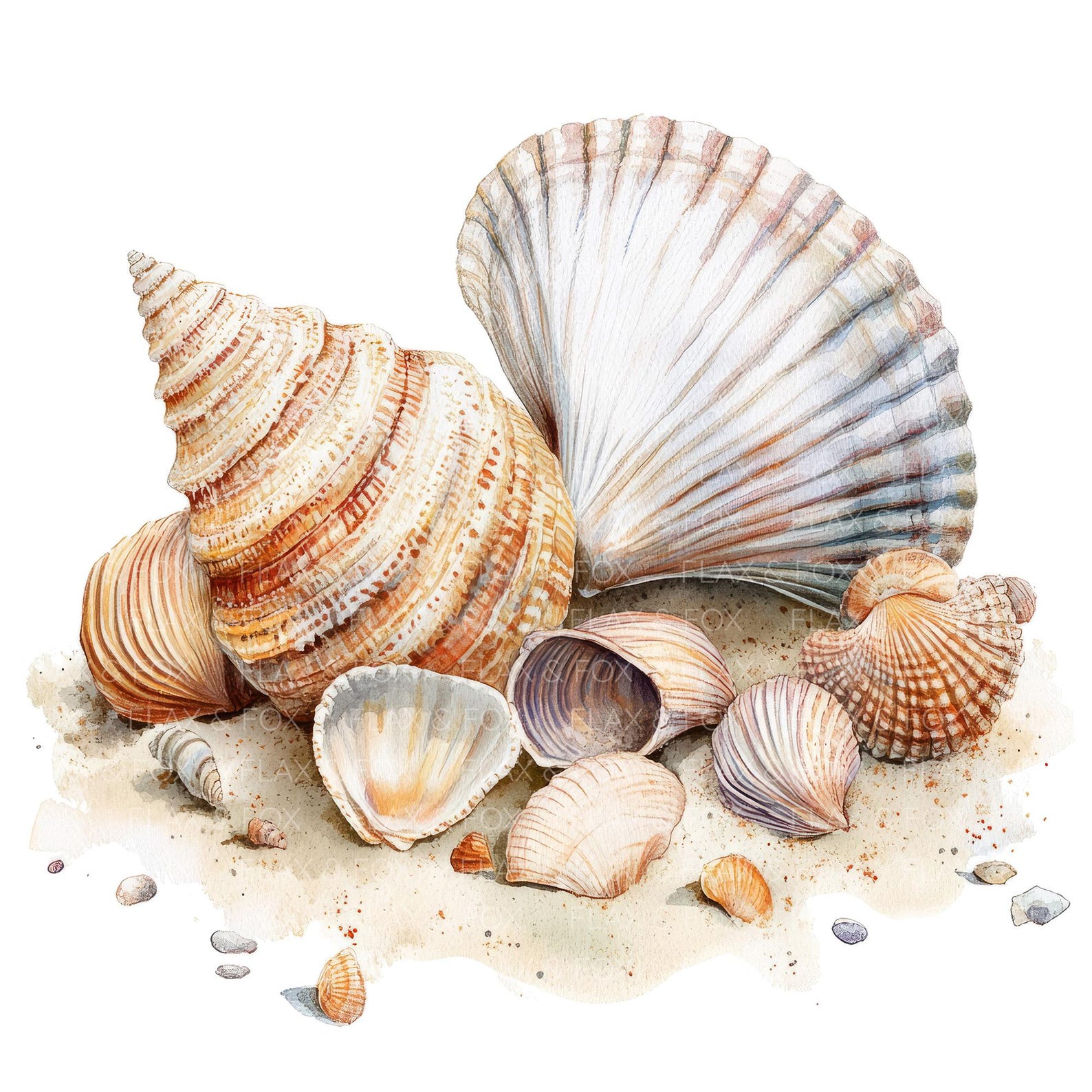 10 Seashell Clipart L Sea Shells Coral L JPG Digital Download L ...