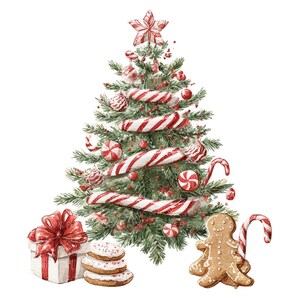 28 Candy Christmas Tree Clipart L Evergreen Xmas Decor L JPG Digital ...