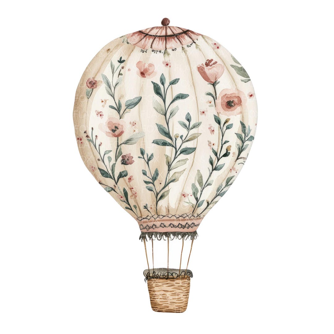 10 Boho Hot Air Balloon Clipart L Bohemian L JPG Digital Download L ...