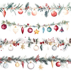 20 Christmas Garland Decor Clipart L Xmas Border L JPG Digital Download ...