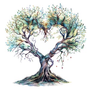 10 Tree of Love Clipart L Magical Tree Heart L JPG Digital Download L ...