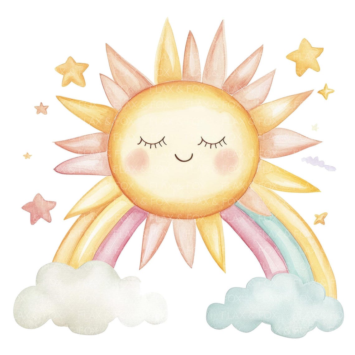 17 Cute Sun Over Rainbow Clipart L Baby Nursery L JPG Digital Download ...