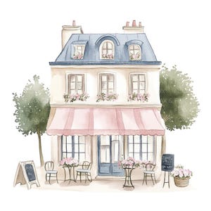 14 Cute Paris Cafe Clipart L France Travel Architecture L JPG Digital ...