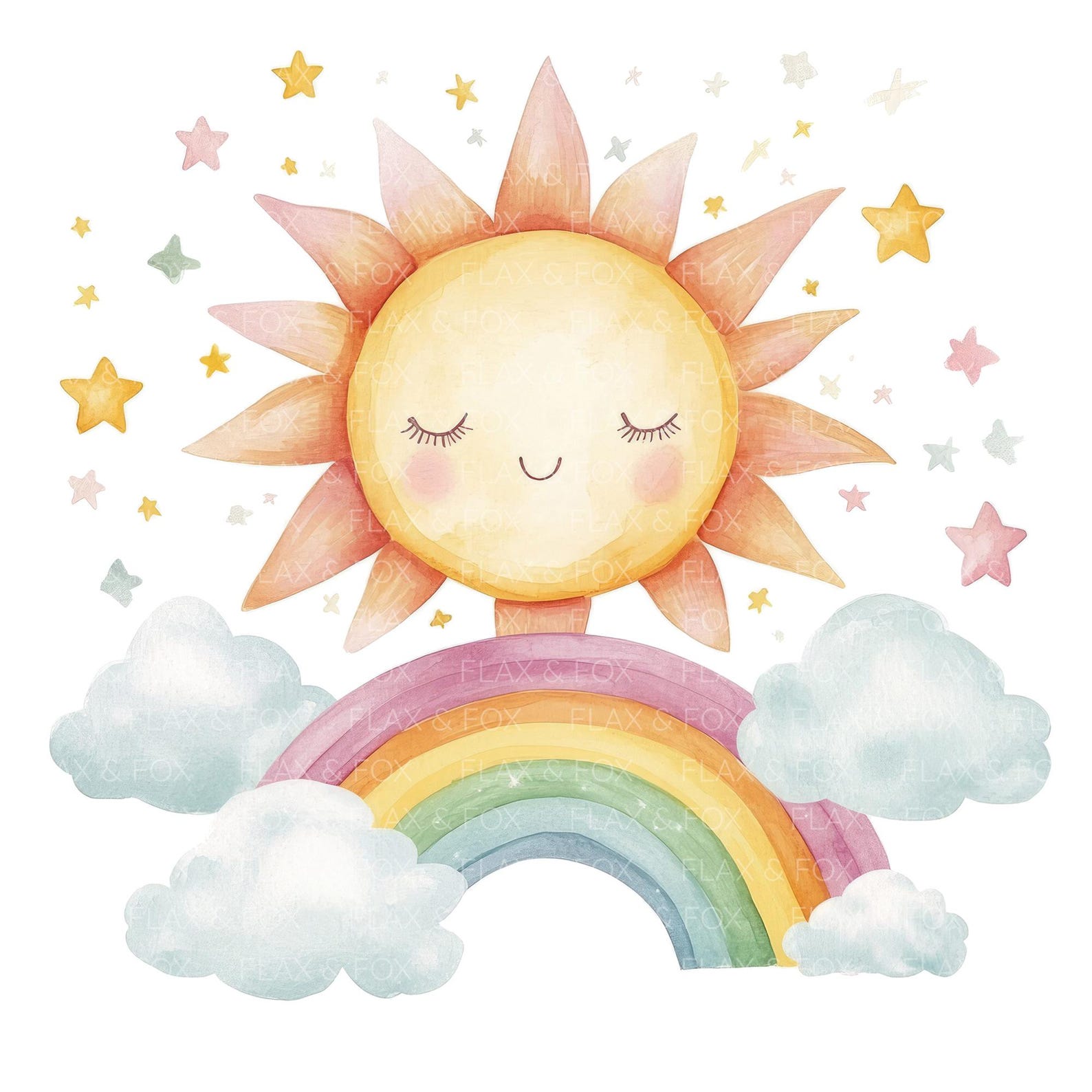17 Cute Sun Over Rainbow Clipart L Baby Nursery L JPG Digital Download ...