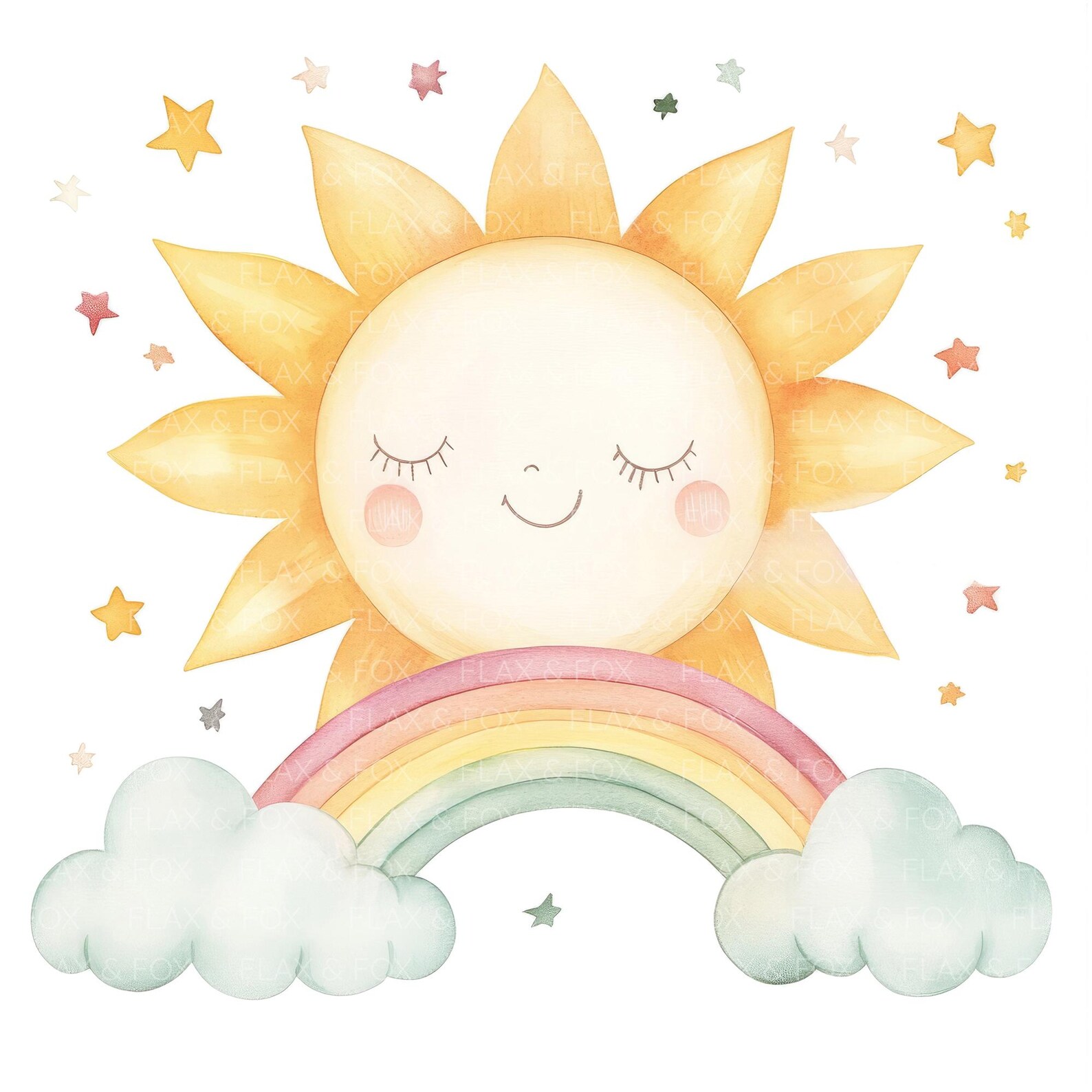 17 Cute Sun Over Rainbow Clipart L Baby Nursery L JPG Digital Download ...