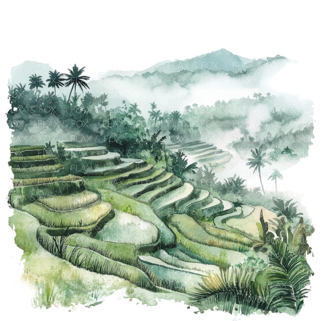 18 Bali Island Clipart L Rice Terraces Travel L JPG Digital Download L ...