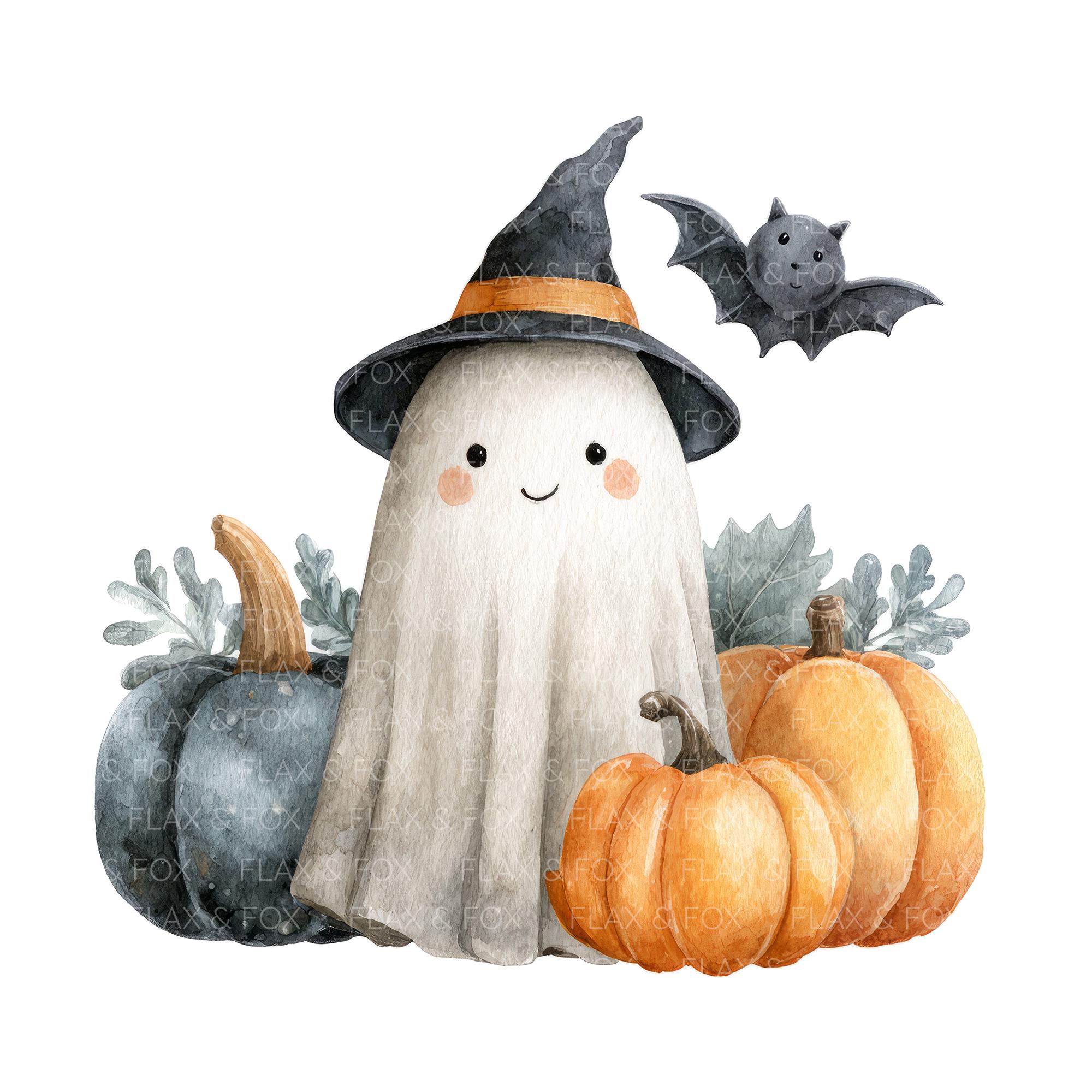 17 Cute Halloween Ghost Clipart L Spooky Pumpkins L JPG Digital ...