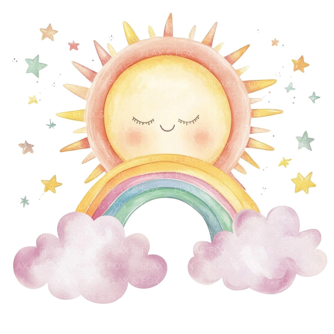 17 Cute Sun Over Rainbow Clipart L Baby Nursery L JPG Digital Download ...