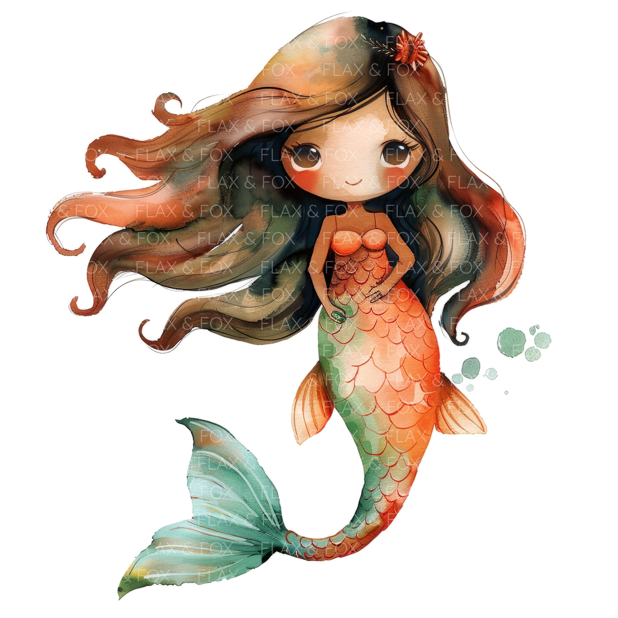 10 Little Mermaid Clipart L Underwater, Sea, Ocean L JPG Digital ...