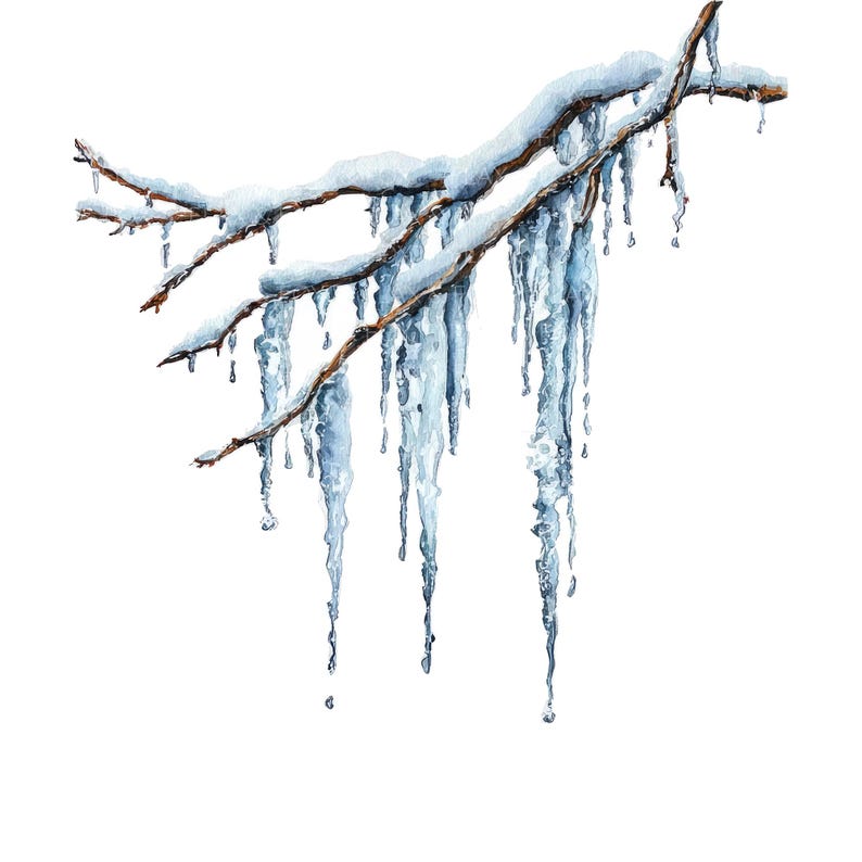 16 Winter Icicles Branch Clipart L Christmas Decor L JPG Digital ...