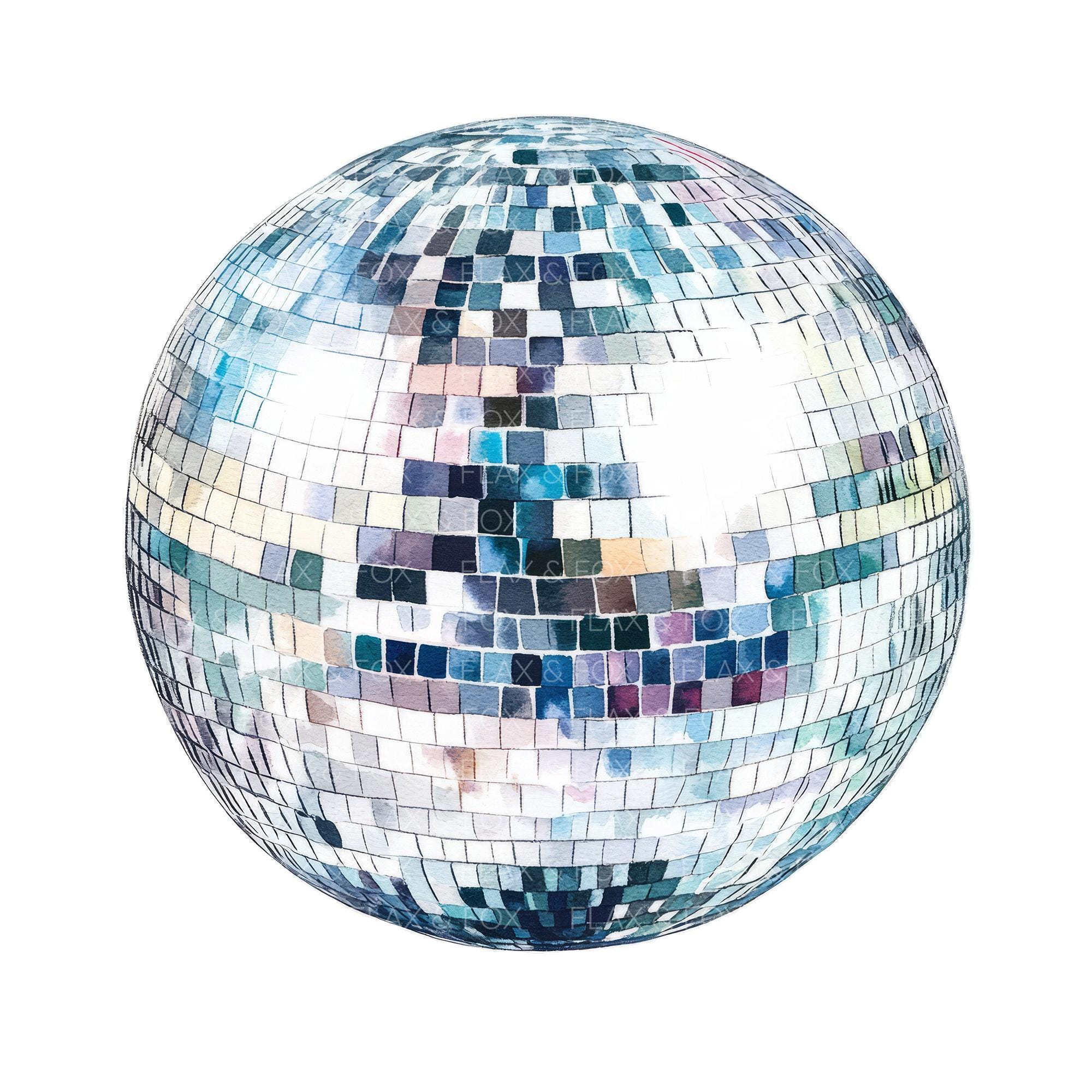 12 Silver Disco Balls Clipart L Retro Party Card Decor L JPG Digital ...
