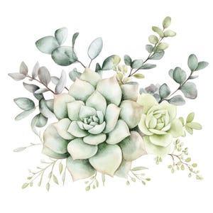 14 Succulent Bouquet Clipart L Eucalyptus Leaves Decor L JPG Digital ...