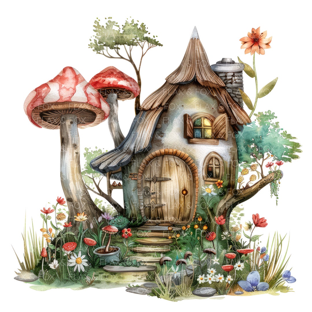 12 Forest Gnome House Clipart L Magical House L JPG Digital Download L ...