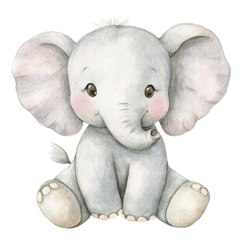 Elephant Cartoon Clipart - Etsy